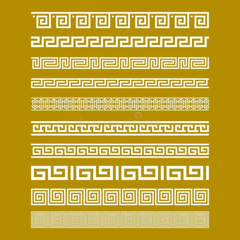 Seamless Gold Meander Patterns Vector Stock Vector - Illustration of ...