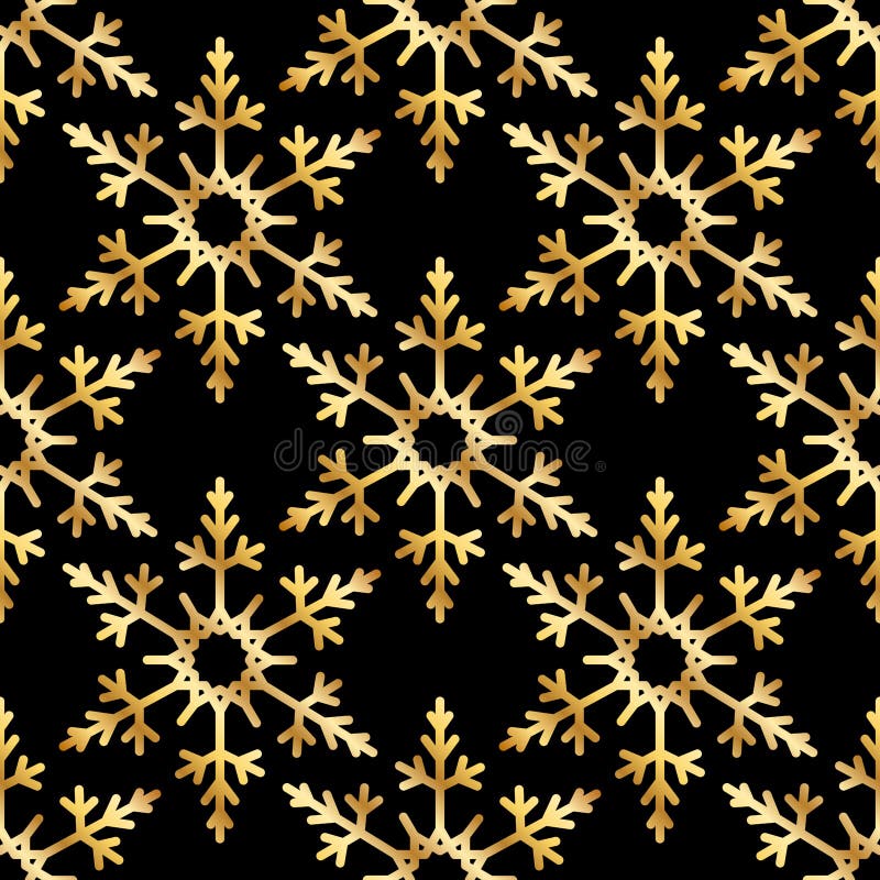 Seamless Gold Snowflakes Pattern and Background Vector Illustration ...