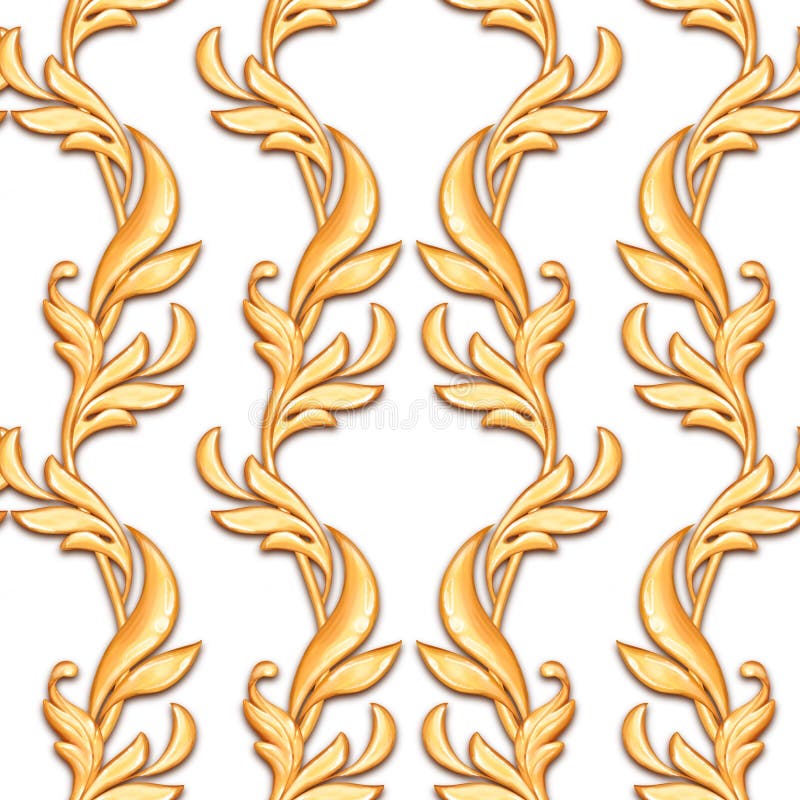 Seamless Golden Baroque Pattern 23 Stock Illustration - Illustration of ...