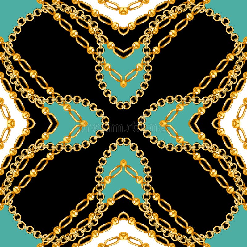 Seamless Golden Chains Pattern Geometric Textile Design Stock ...