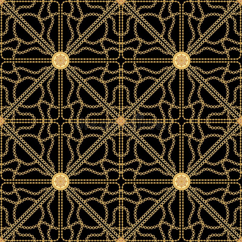 Seamless Golden Chains Pattern Geometric Textile Design Stock ...