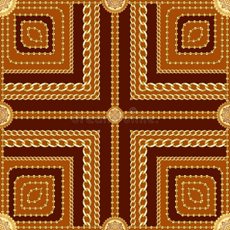 Seamless Golden Chains Pattern Geometric Textile Design Stock ...