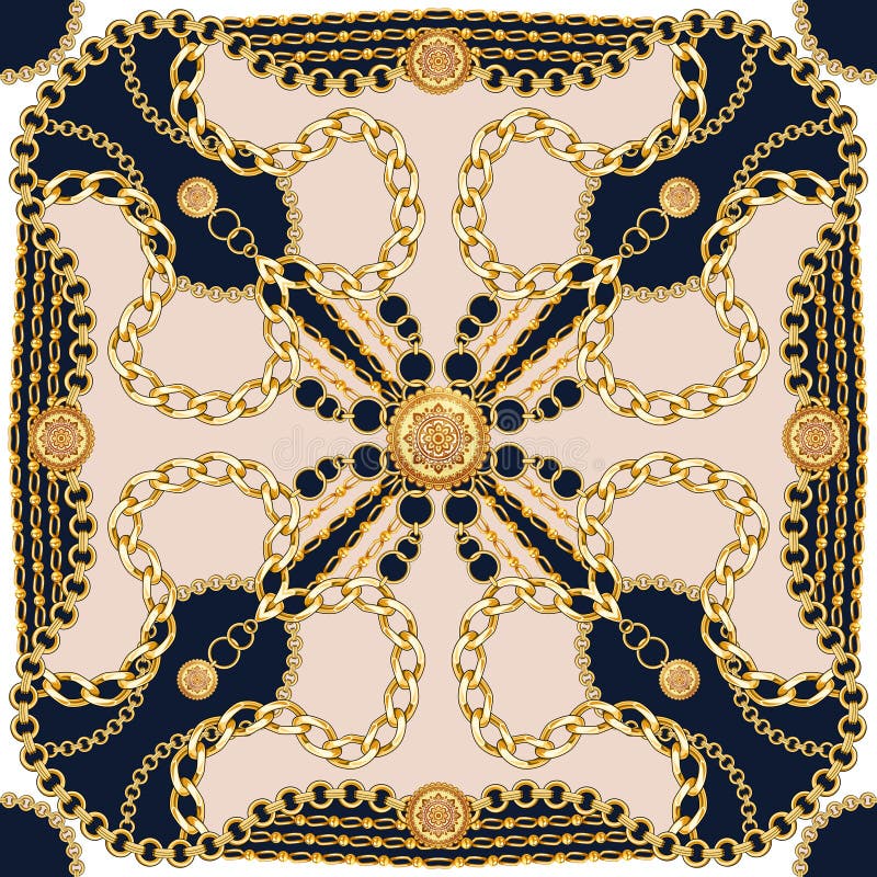 Seamless Golden Chains Pattern Trendy Repeating Scarf Textile Print ...