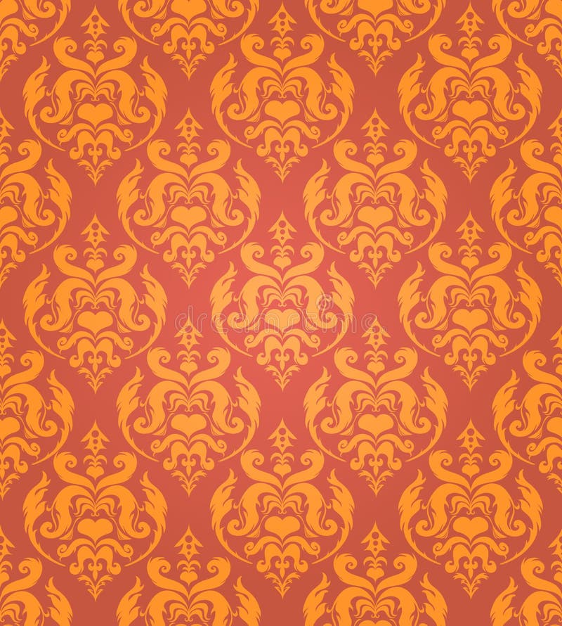 Seamless Golden Floral Damask Wallpaper. Stock Vector - Illustration of ...