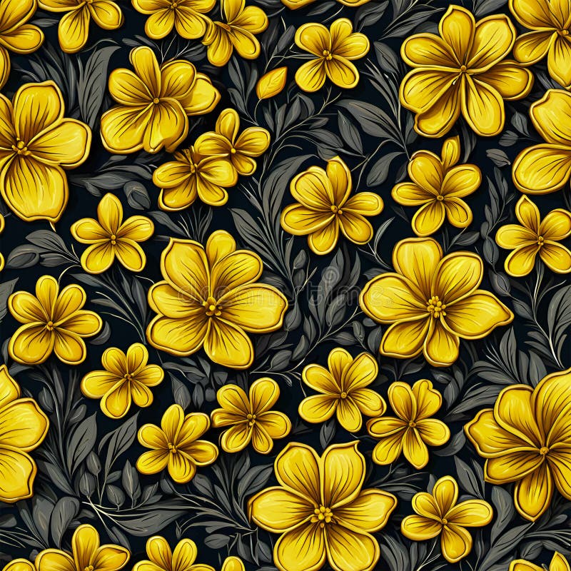 Seamless Golden Flowers Pattern Stock Illustration - Illustration of ...