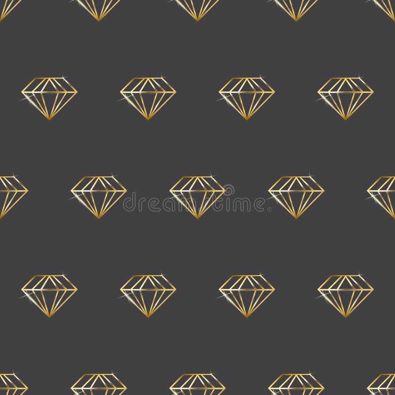 Seamless Diamond Pattern with Golden Border Stock Vector - Illustration ...