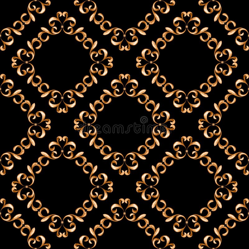 Seamless Golden Pattern with Rhombus Stock Illustration - Illustration ...