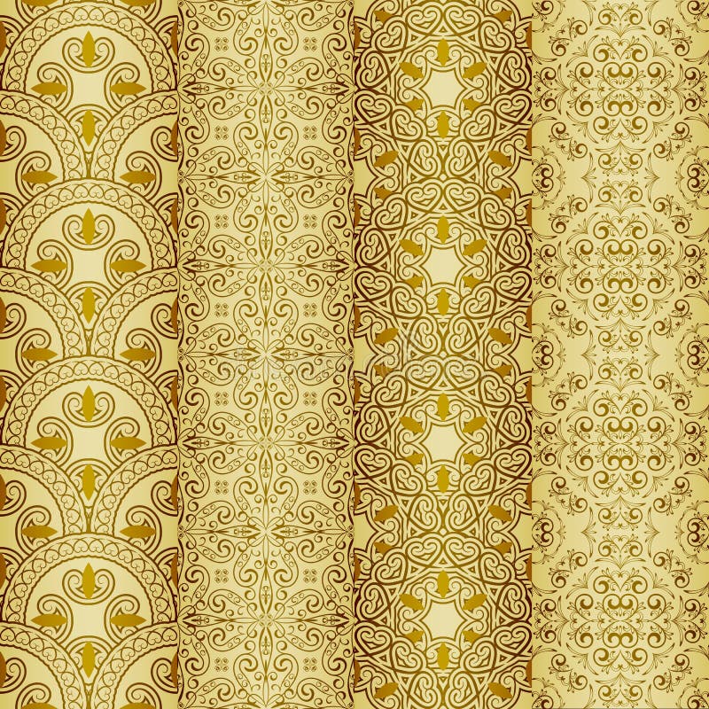Seamless golden patterns stock vector. Illustration of retro - 25030129