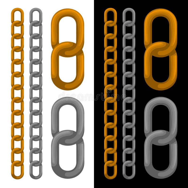 Metal Chain Parts Icons Set on White Background. Vector. Stock Vector ...