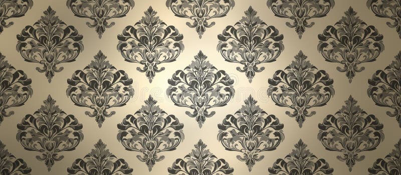Seamless Gothic Damask Wallpaper Background Stock Image - Image of wall ...