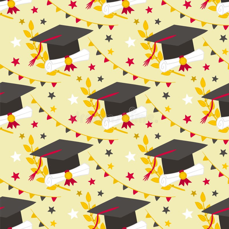 Seamless Graduation Pattern with Doodle Style Elements Stock Vector ...