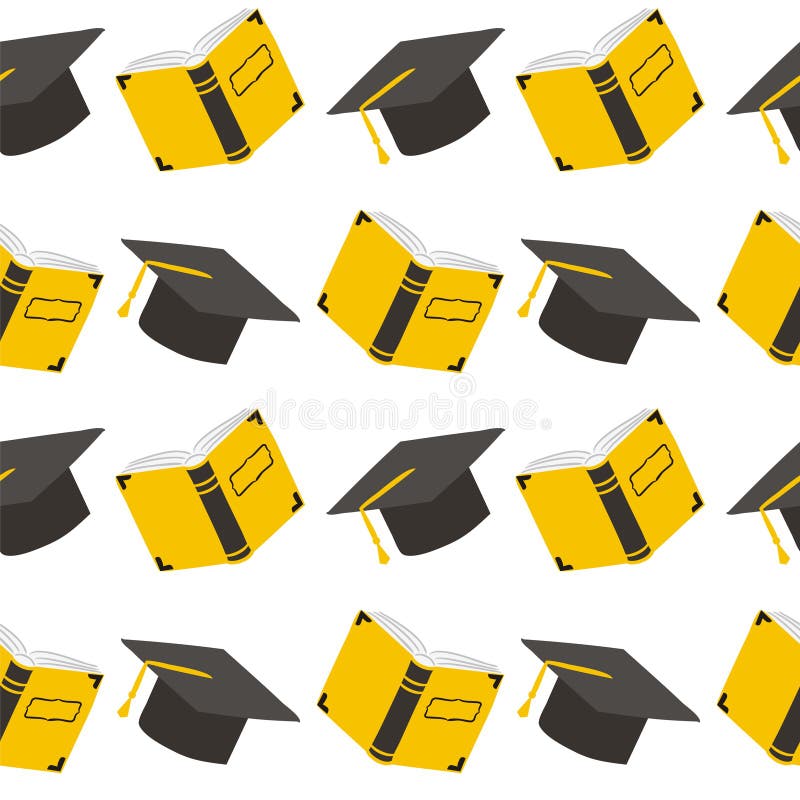 Seamless Graduation Pattern with Doodle Style Elements Stock Vector ...