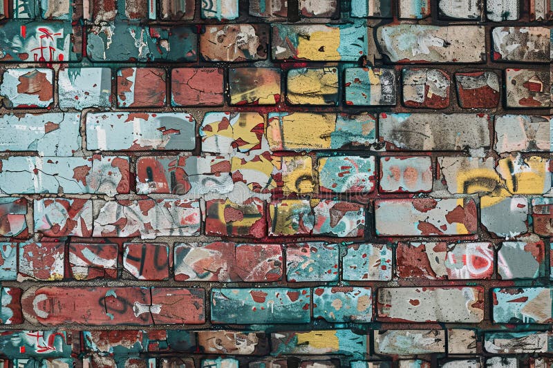 Seamless Graffiti Brick Wall Texture. Urban Grit Pattern for Creative ...