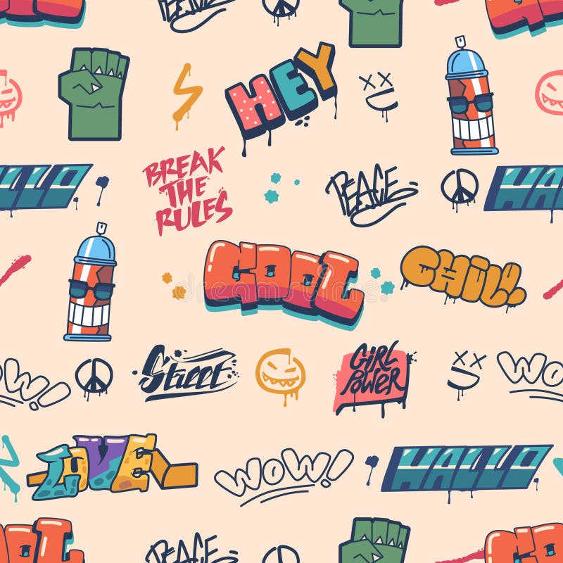 Seamless Graffiti Pattern Features Vibrant and Intricate Spray-painted ...
