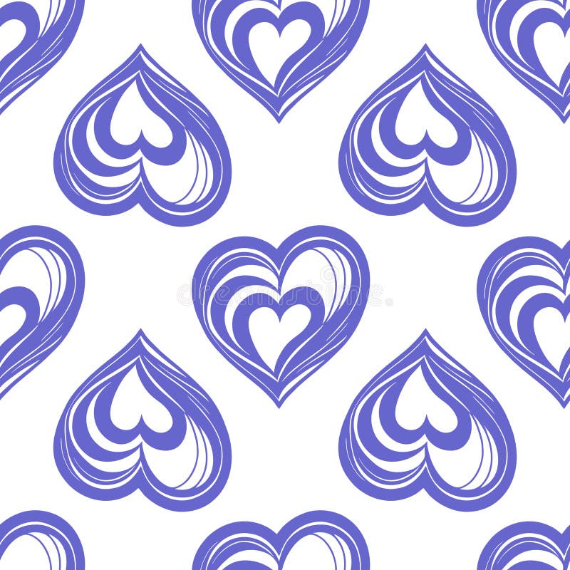 Seamless Graphic Pattern of Blue Hearts on a White Background, Texture ...