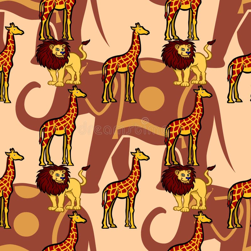 Seamless Graphic Pattern with Cute Wild Animals Stock Vector ...