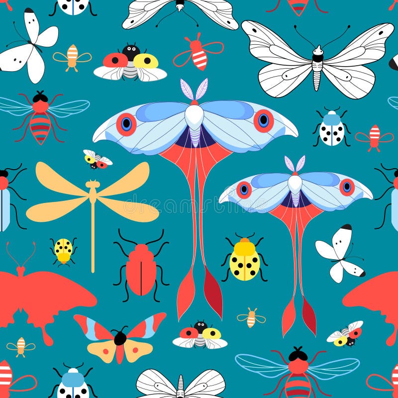 Seamless Graphic Pattern with Different Insects Stock Vector ...