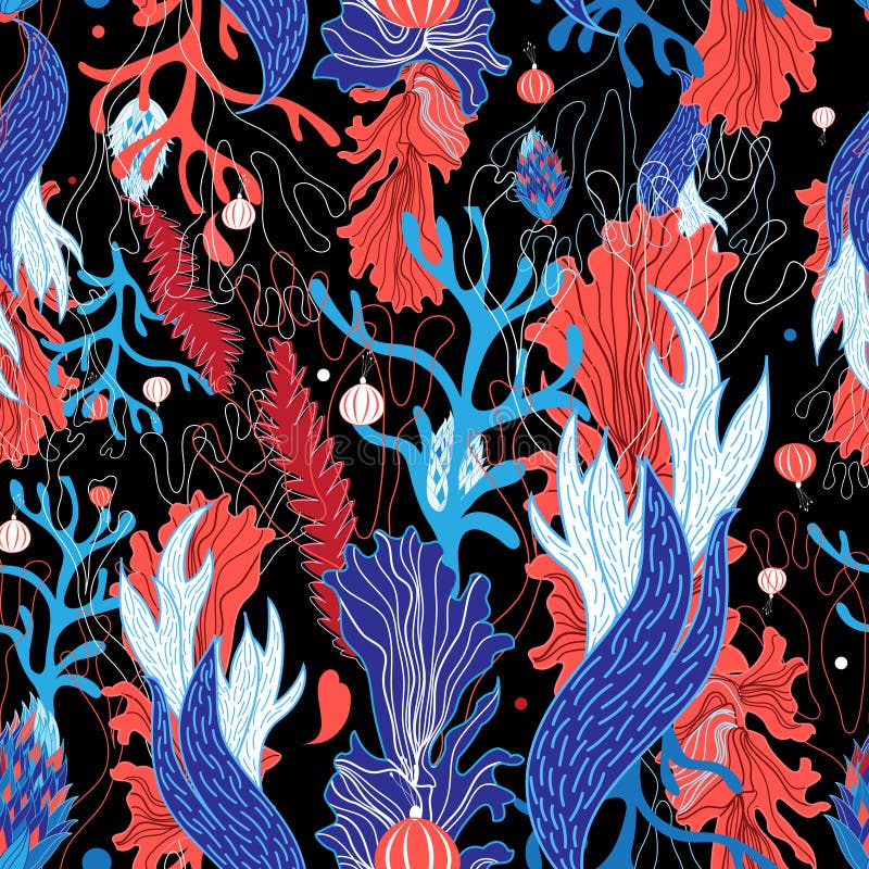 Seamless Graphic Pattern of Seaweed Stock Vector - Illustration of ...