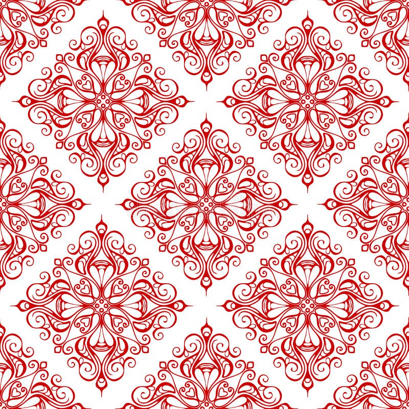 Seamless Graphic Pattern, Tile with Abstract Geometric Red Ornament on ...