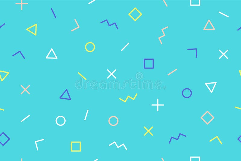 Seamless Graphic Pattern 80s-90s Styles on Color Blue Background Stock ...