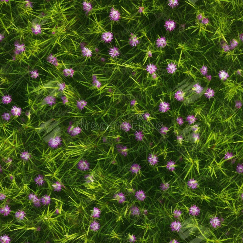 Seamless Grass Herb Turf with Soft Pink Flowers Texture Generative AI ...
