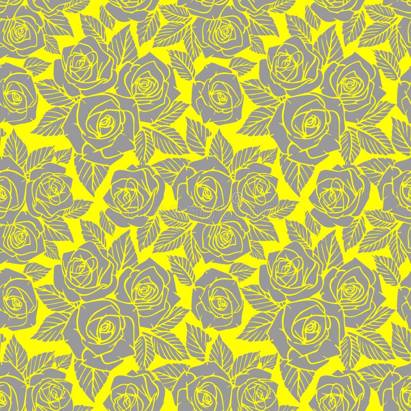 Seamless Gray Asymmetric Pattern of Rose Contours on a Yellow ...