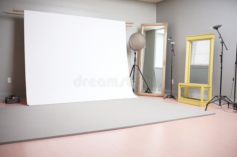Seamless Gray Paper Backdrop with Floor Reflections Stock Illustration ...