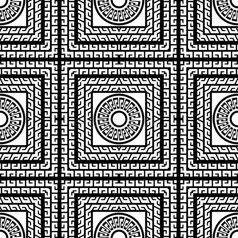 Seamless Greek Pattern. Black and White Ornamental Background. Vector ...