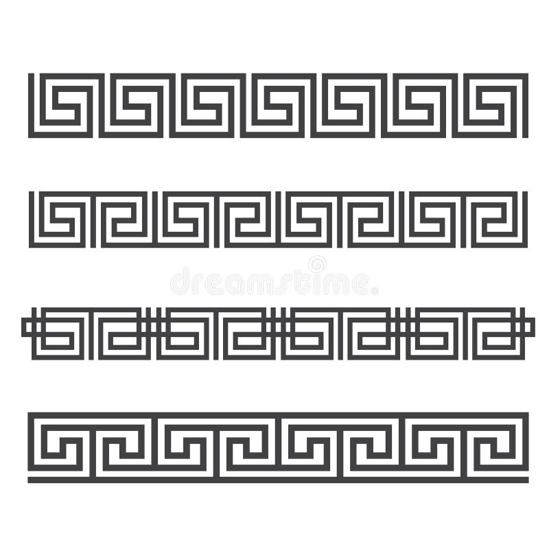 Seamless Greek Key Background Pattern in Three Color Variations Stock ...