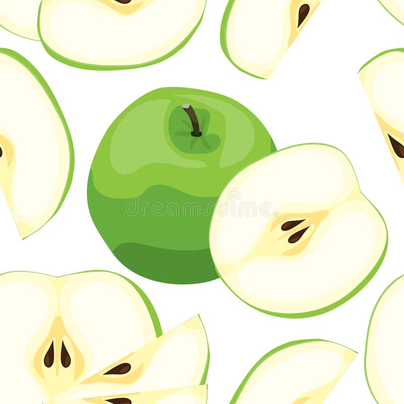Seamless Green Apple Pattern. Tile Vegetarian Background. Repeating ...