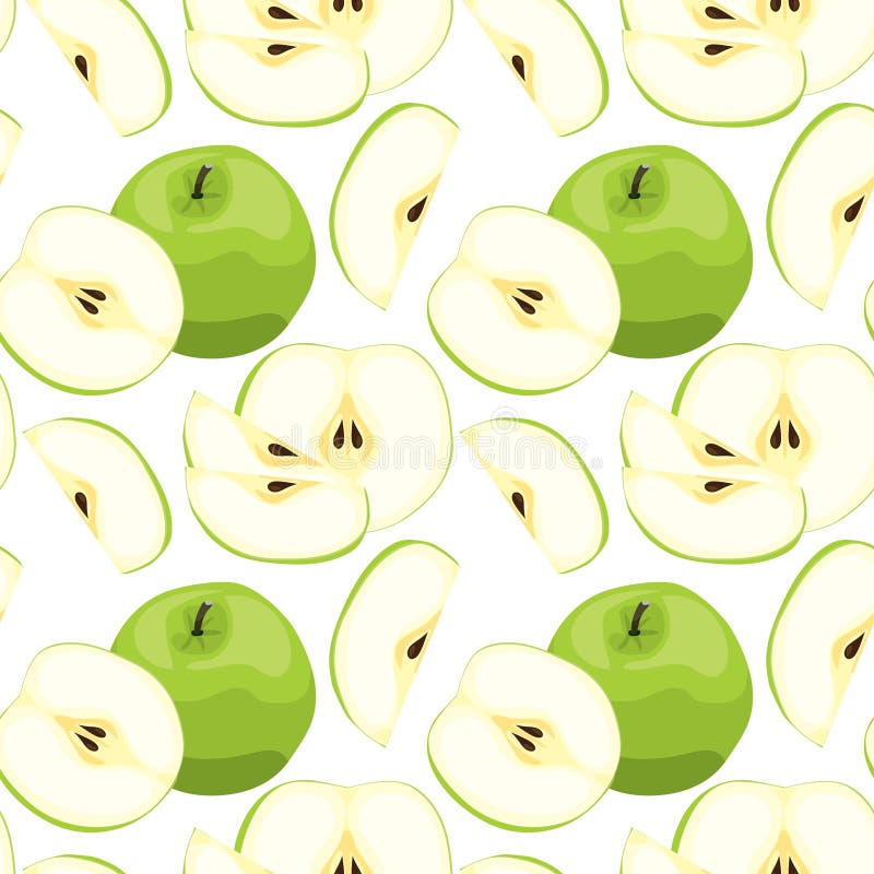 Seamless Green Apple Pattern. Tile Vegetarian Background. Repeating ...