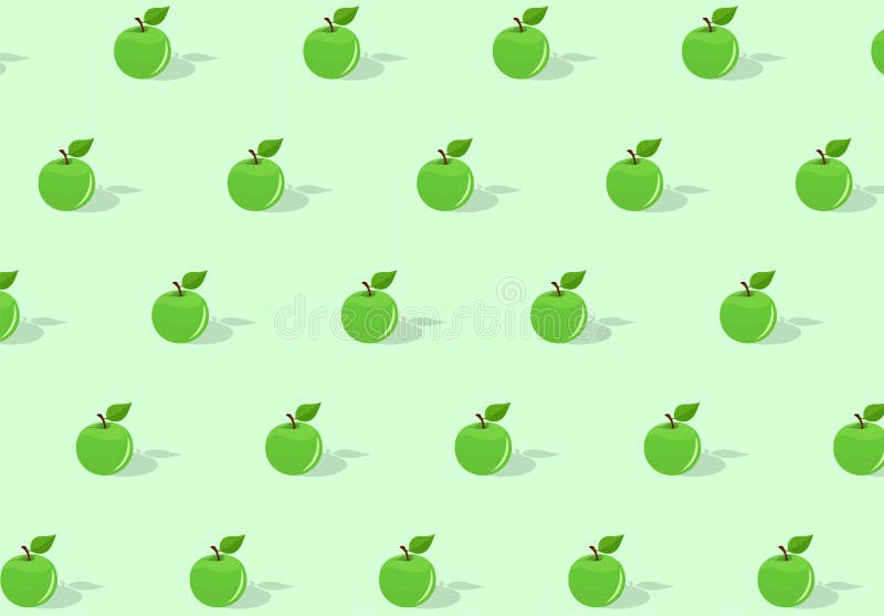 Seamless Green Apple Texture on Green Background. Vector Background ...