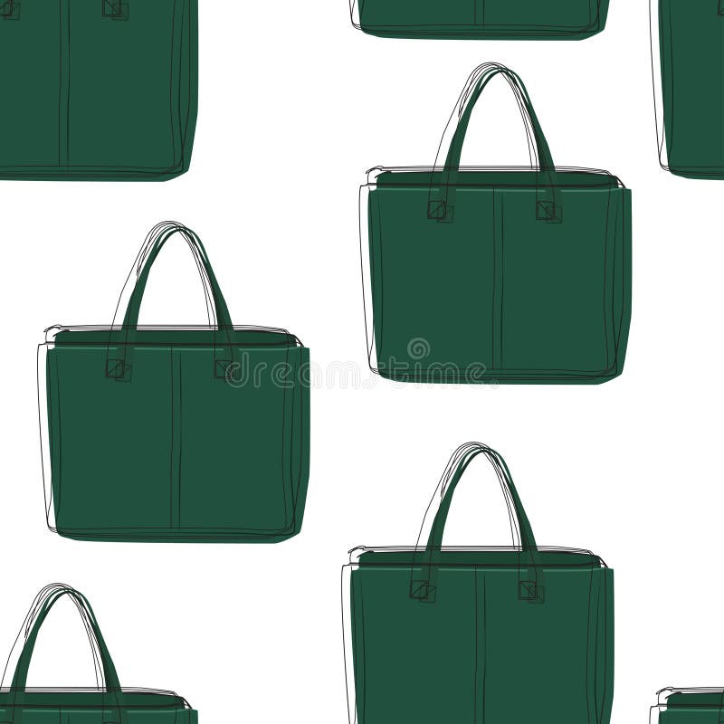 Seamless Green Bags Pattern. Stock Vector - Illustration of beautiful ...
