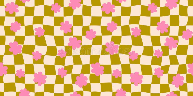 Seamless Green Beige Checkerboard Pattern. Repeating Distorted ...