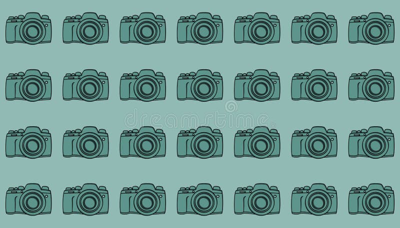 Seamless Green Camera Pattern at Green Pastel Background Stock Vector ...
