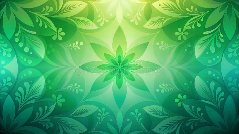 Seamless Green Floral Background with Abstract Gradient and Leaf Motifs ...