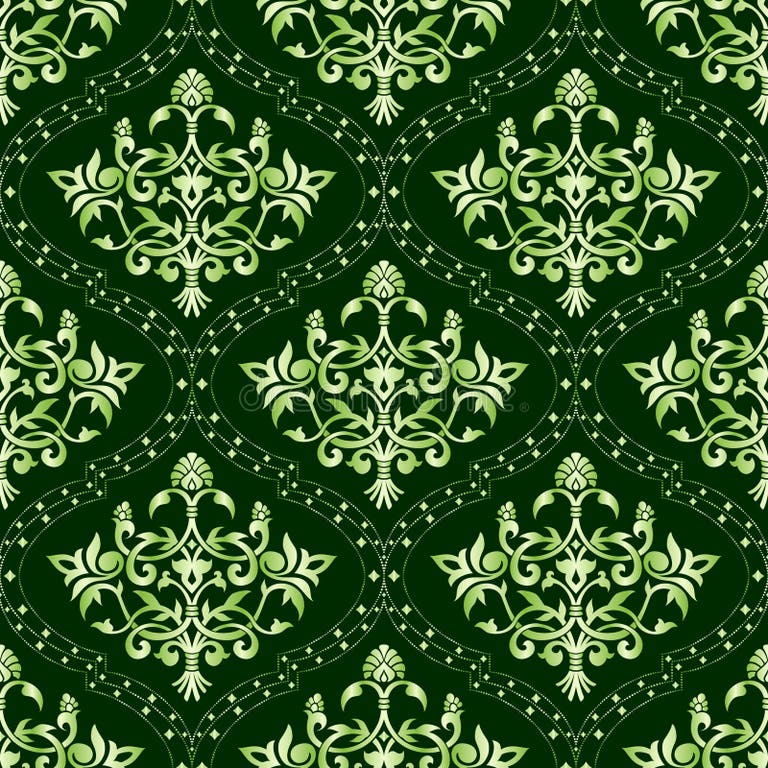Seamless Green Floral Pattern Stock Vector - Illustration of swirls ...