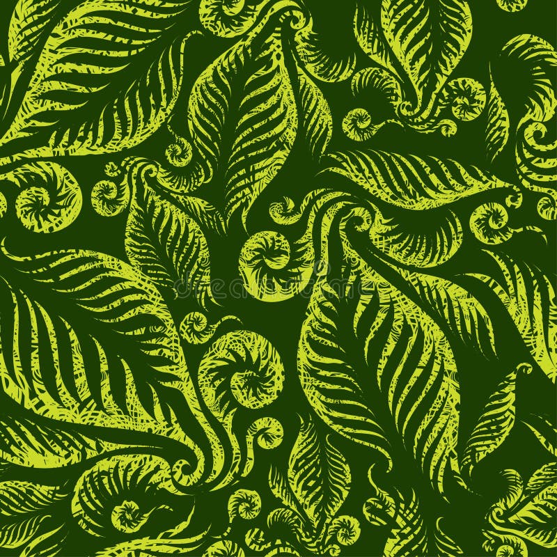 Seamless Green Floral Pattern Stock Vector - Illustration of stamp ...