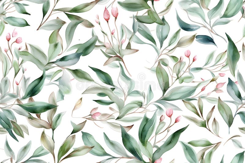 Seamless Green Floral Pattern, Ai Generative Illustration Stock ...
