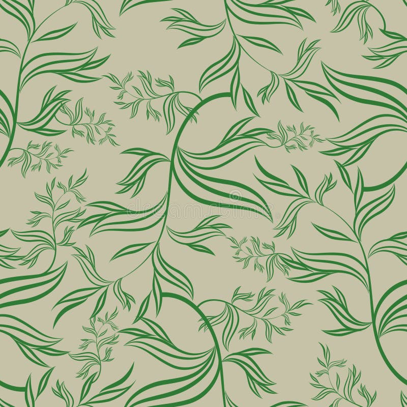 Seamless Green Floral Pattern with Leafs Stock Vector - Illustration of ...
