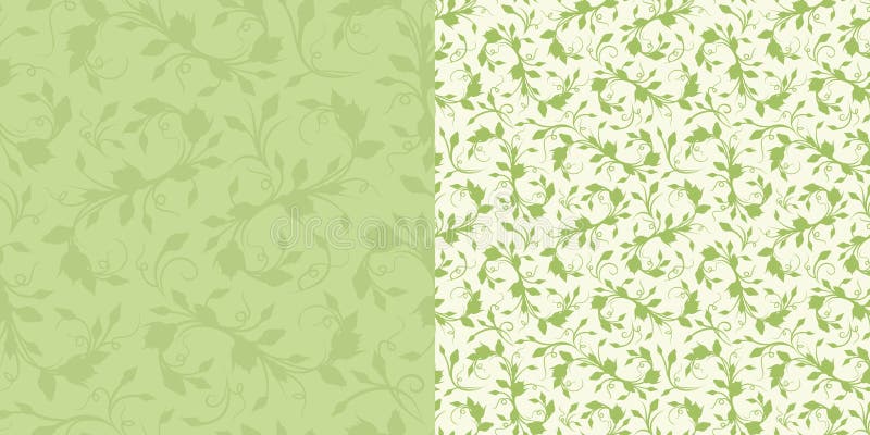 Seamless Green Floral Patterns. Vector Illustration. Stock Vector ...