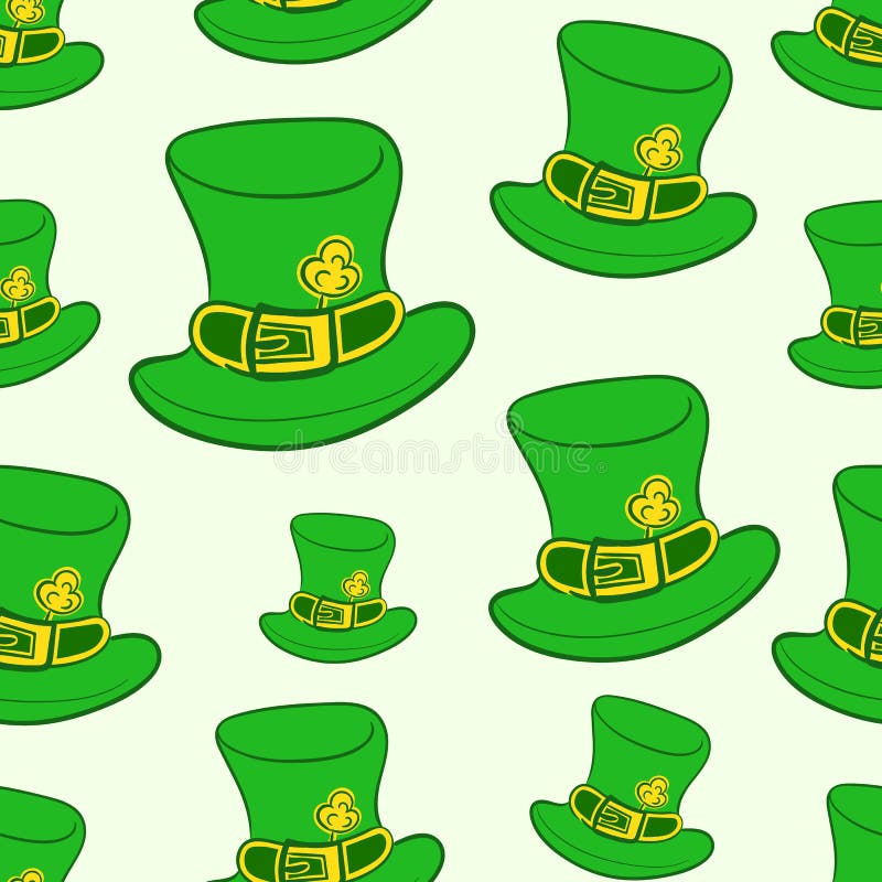 Seamless Green Hats of Patrick Stock Vector - Illustration of patrick ...