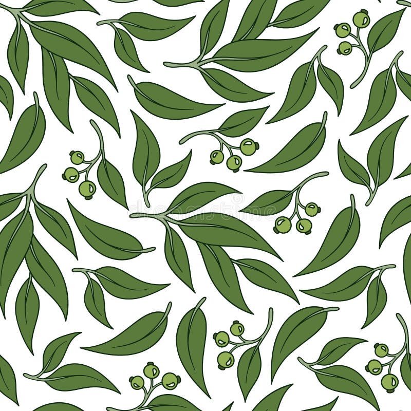 Seamless Green Leaf Pattern. Stock Vector - Illustration of natural ...