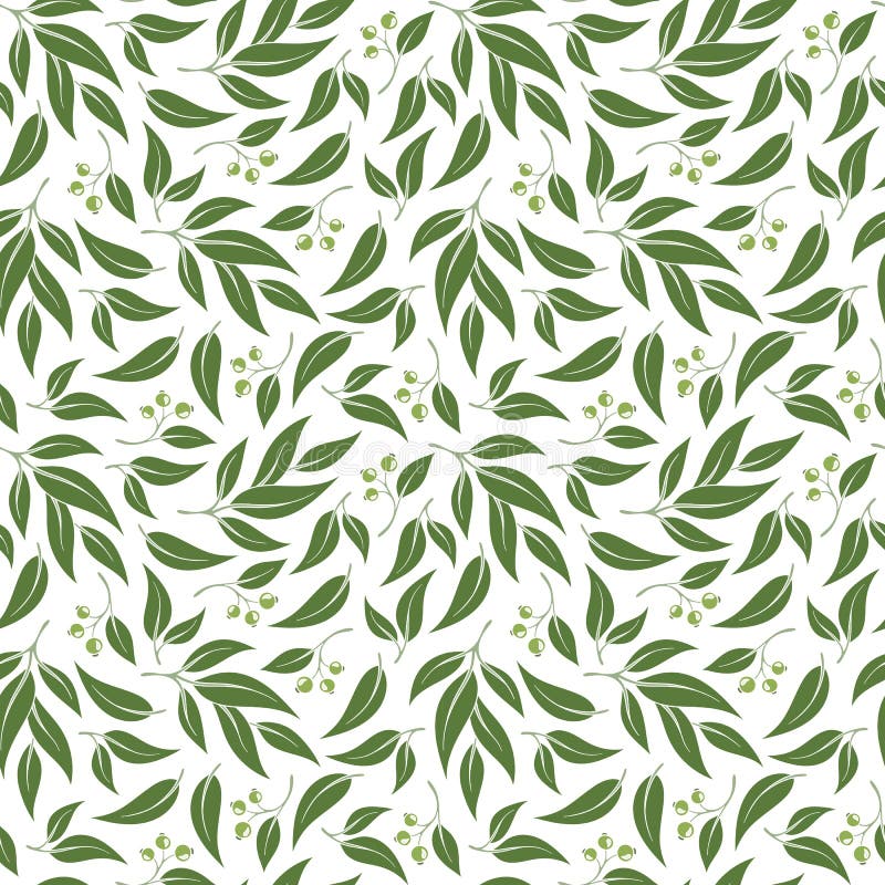 Seamless Green Leaf Pattern. Stock Illustration - Illustration of ...