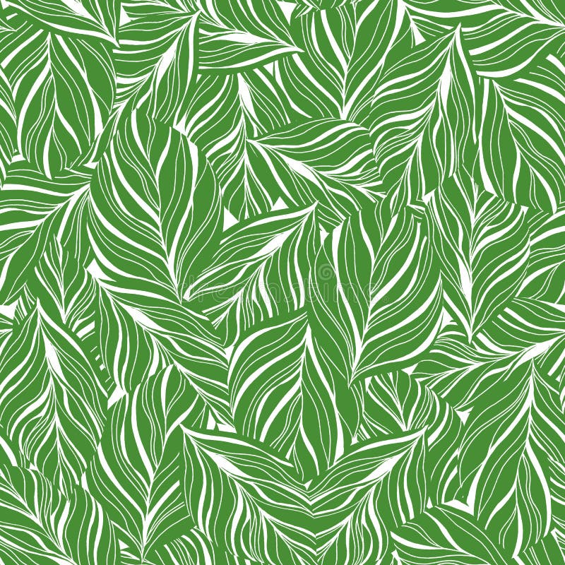 Seamless Green Leaf Pattern, Foliage Vector Background for Textile ...