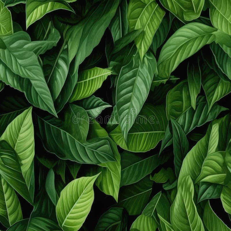 Seamless. Green Leaves of Plants Stock Illustration - Illustration of ...