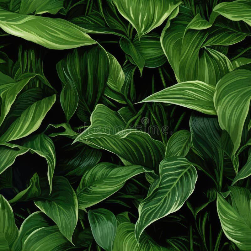 Seamless. Green Leaves of Plants Stock Illustration - Illustration of ...