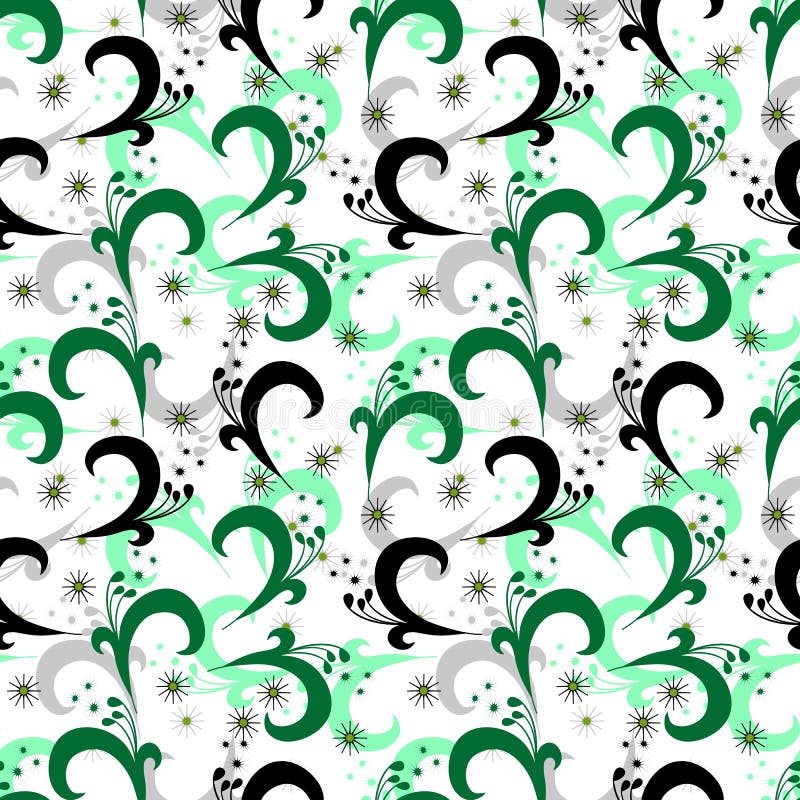 Seamless Green Floral Pattern Stock Vector - Illustration of plant ...