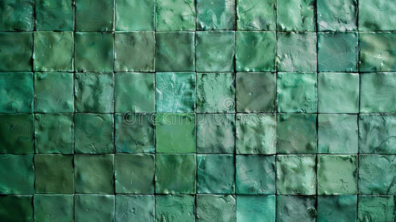 Seamless Green Tiled Surface Extends from Wall To Floor. Harmonious ...