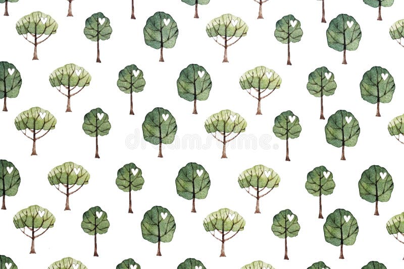 Seamless Green Tree Pattern Background Stock Photo - Image of leaf ...